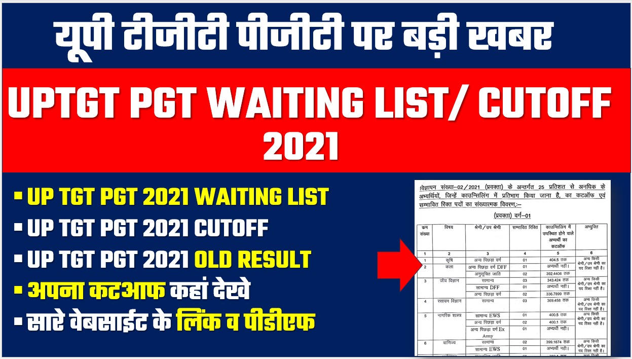 UP TGT PGT 2021 WAITING LIST CUT OFF AND OLD RESULT LINK ...